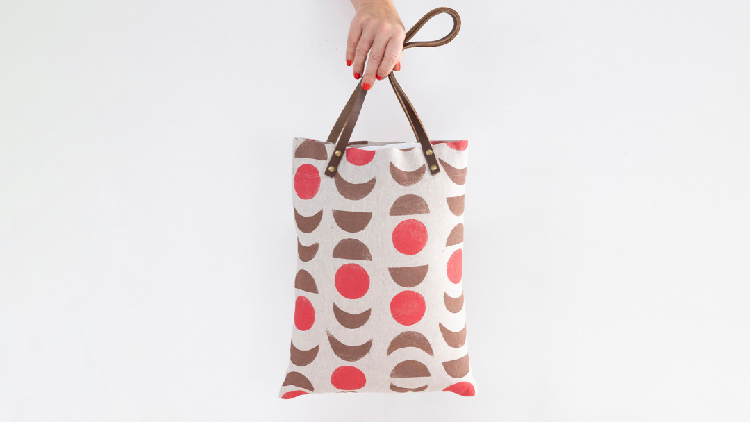 Hand-Stamped Tote Bag with Leather Handles by Jen Hewett - Creativebug