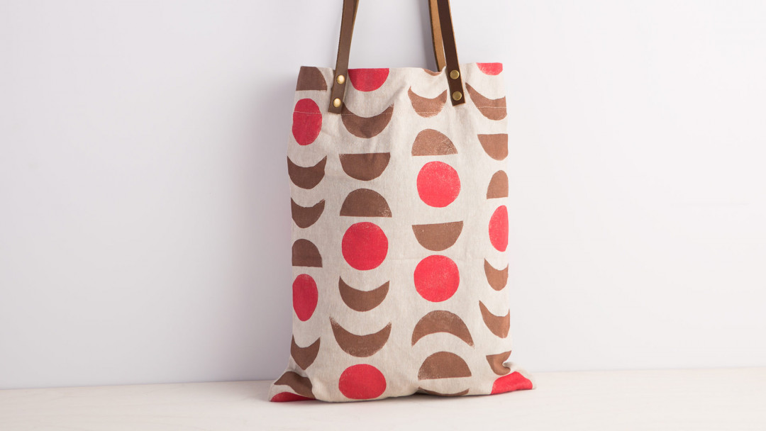 Hand-Stamped Tote Bag with Leather Handles by Jen Hewett - Creativebug