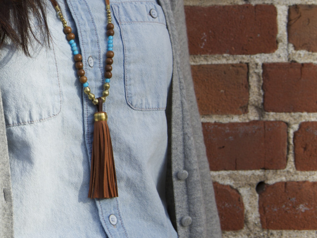 Make a Beaded Leather Tassel Necklace by Elke Bergeron - Creativebug
